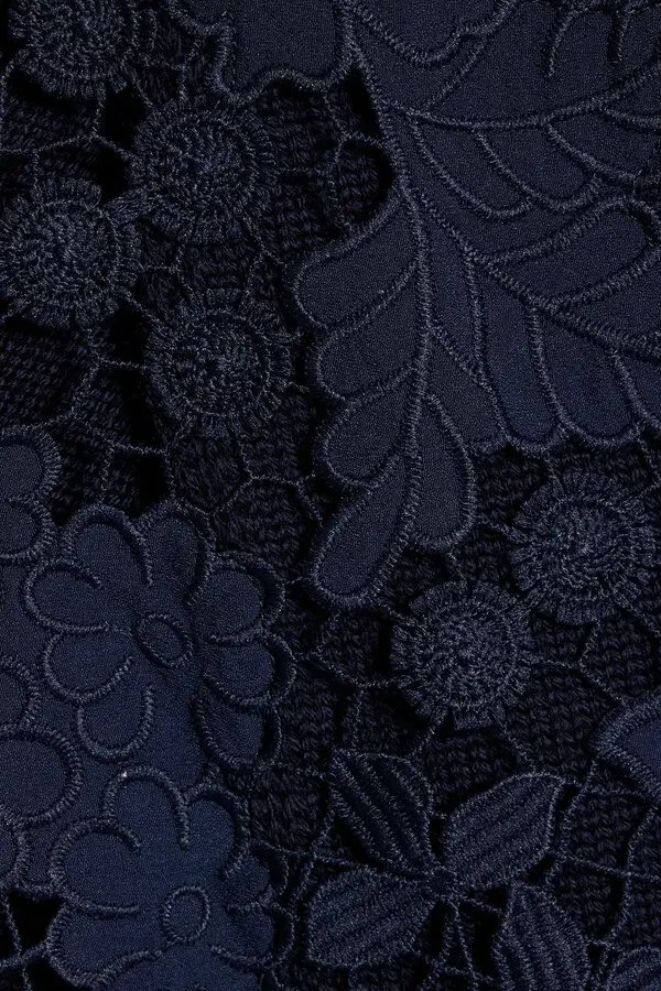 Oscar De La Renta Guipure Lace-paneled Wool Cardigan