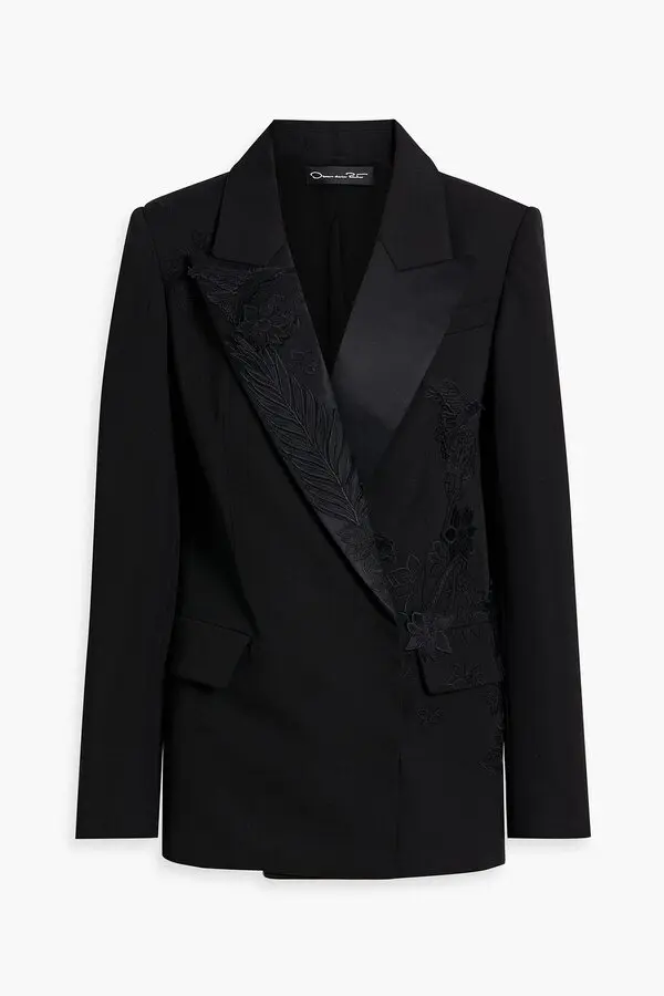 Oscar De La Renta Embroidered Wool Blazer