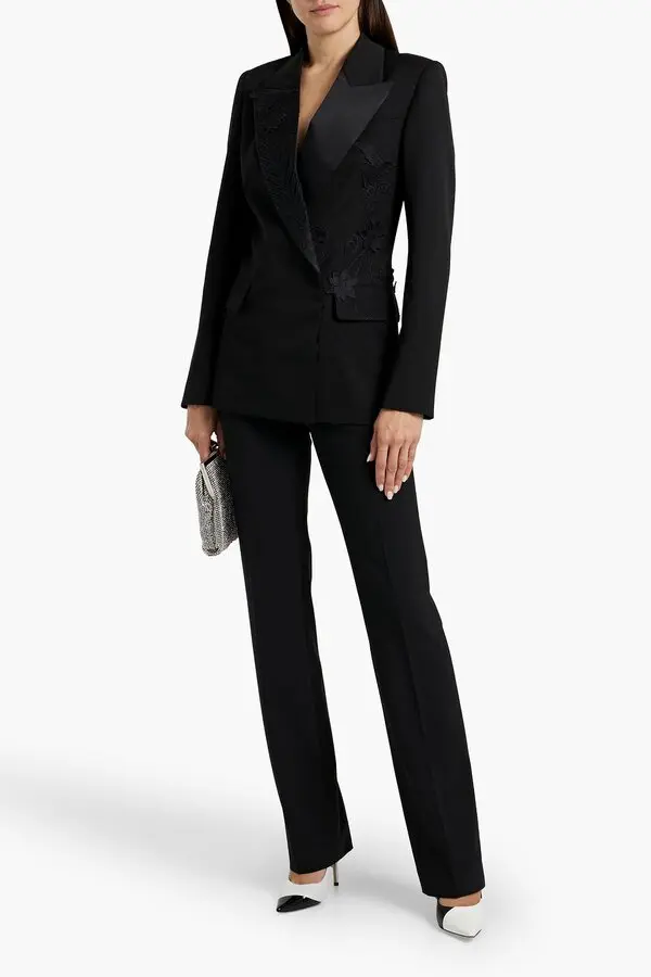 Oscar De La Renta Embroidered Wool Blazer