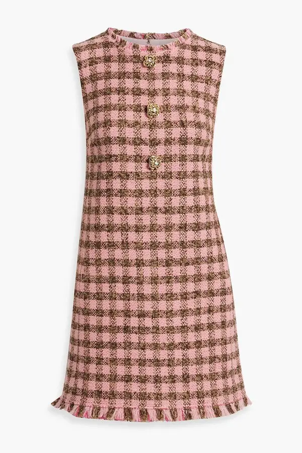 Oscar De La Renta Checked Wool-blend Tweed Mini Dress