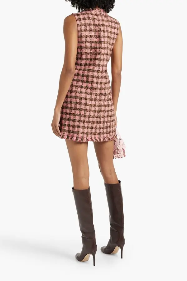 Oscar De La Renta Checked Wool-blend Tweed Mini Dress