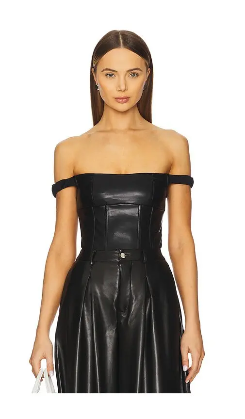 WeWoreWhat Off Shoulder Faux Leather Corset