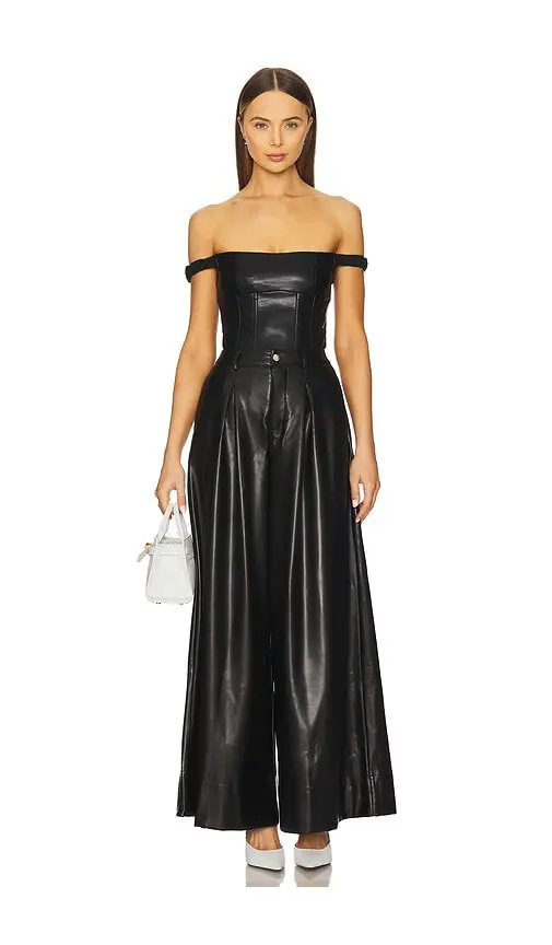 WeWoreWhat Off Shoulder Faux Leather Corset