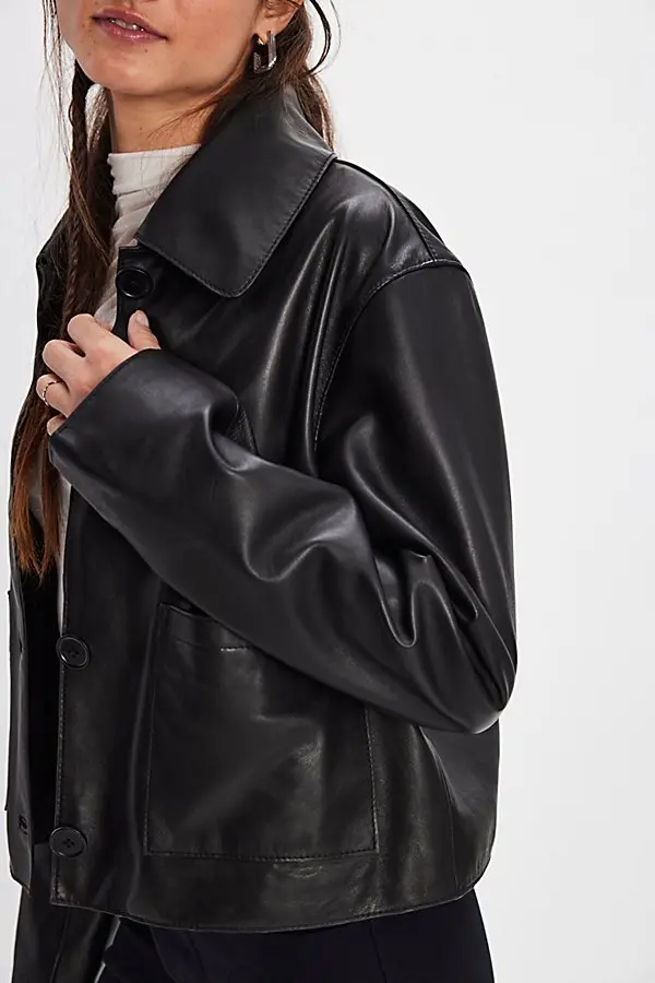 Free People Cassie Leather Jacket