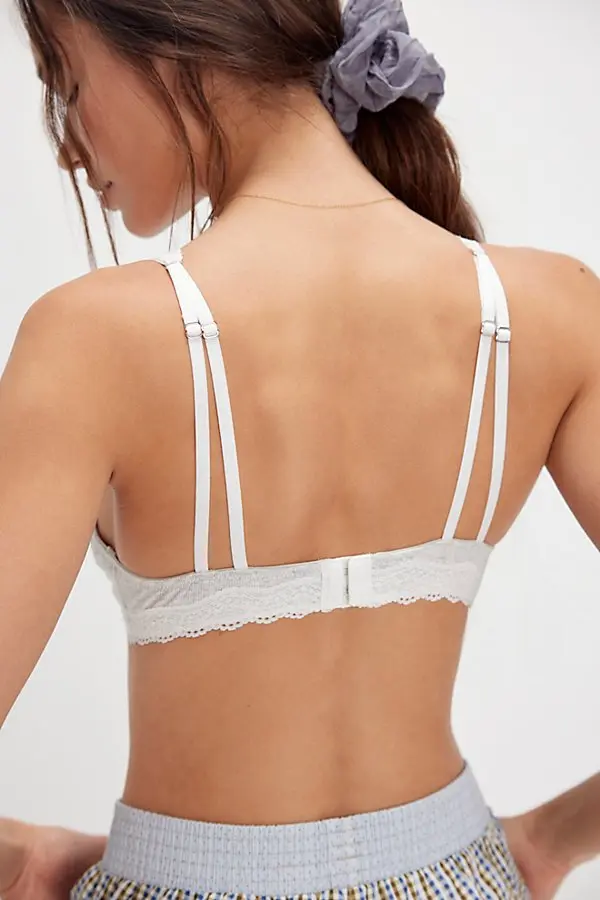 Free People Oh My Darling Cotton Plunge Bralette - Heather Grey Combo