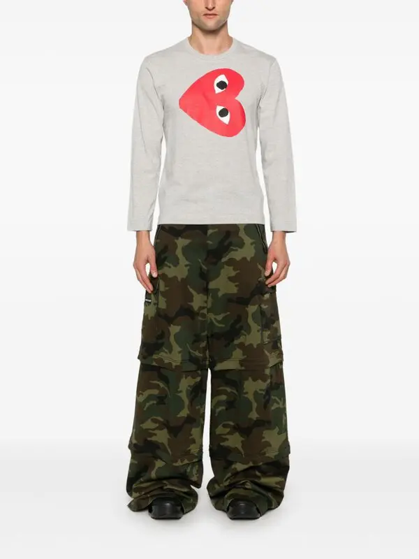 Play Comme Des Garcon Side Heart-print T-shirt - Grey
