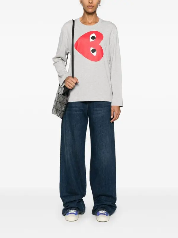 Play Comme Des Garcon Side Heart-print T-shirt - Grey