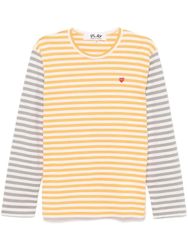 Play Comme Des Garcon Striped T-shirt - Orange