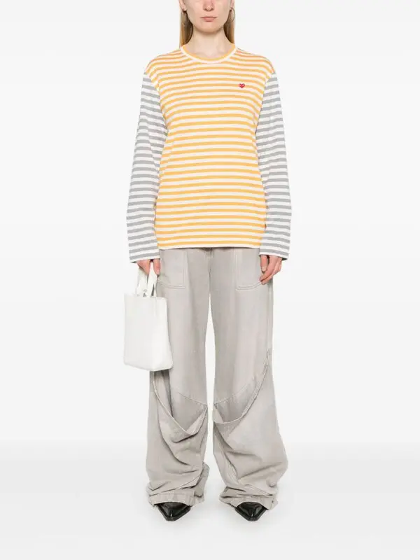 Play Comme Des Garcon Striped T-shirt - Orange
