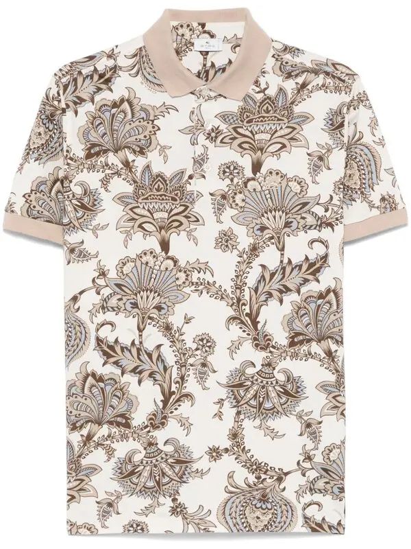 Etro Paisley-print Polo Shirt - Neutrals