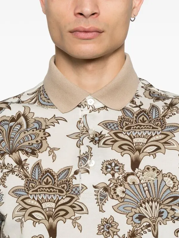 Etro Paisley-print Polo Shirt - Neutrals