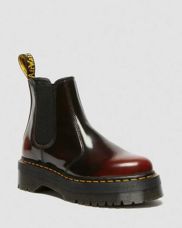 Dr. Martens 2976 Quad Arcadia Leather Platform Chelsea Boots - Red