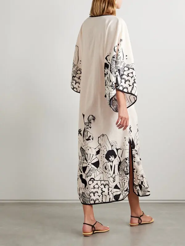 【Zimmermann】Maxine printed cotton-gauze kaftan Zimmermann Maxine Printed Cotton-Gauze Kaftan In Cream - 40