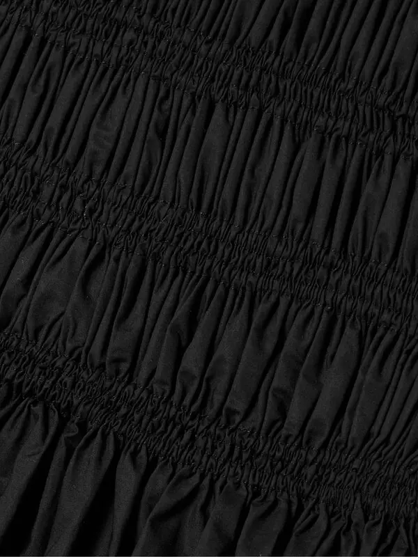 Matteau Shirred Organic Cotton-poplin Mini Dress - Black