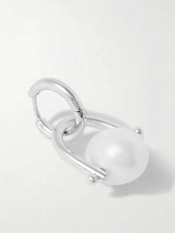 LOREN STEWART Pascal Padlock Pearl Hoop Earring - Silver