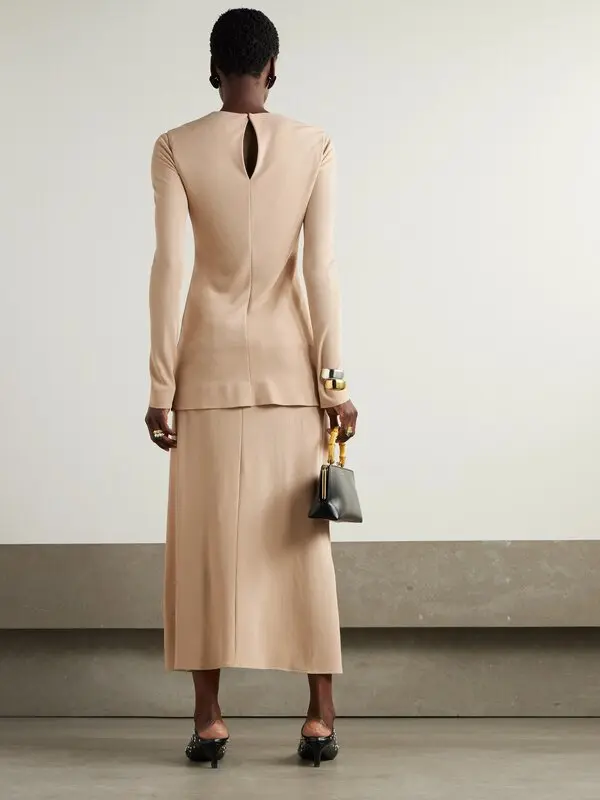 JIL SANDER Layered Crepe Maxi Dress - Gold