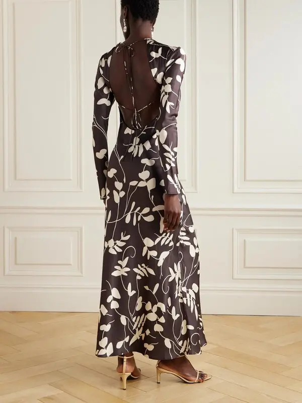 Faithfull The Brand The Faroe Open-back Printed Satin Maxi Dress