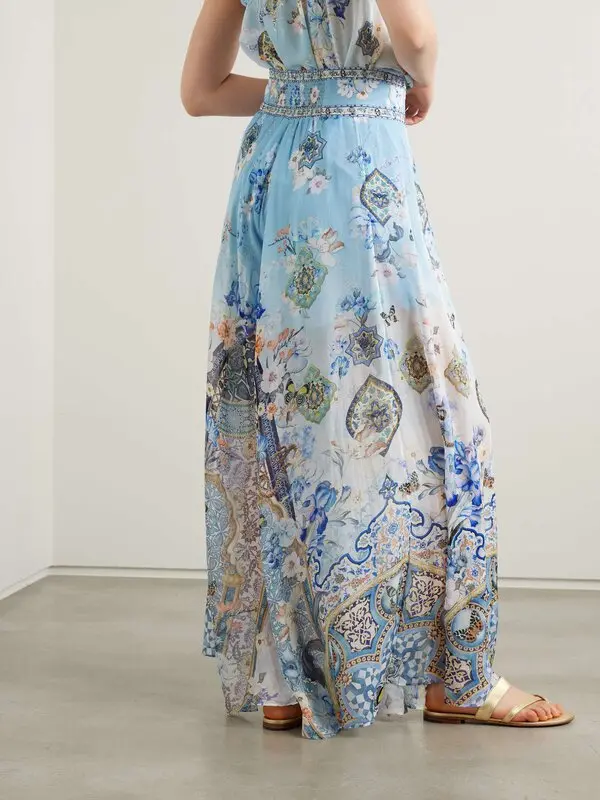 Camilla Al Manial Palace Printed Wide Leg Pants - Blue