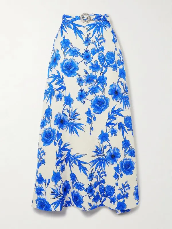 Borgo De Nor Bellamy Floral-print Maxi Skirt - Blue
