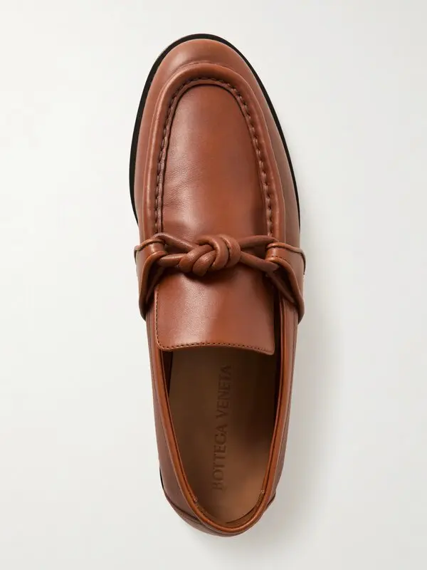 Bottega Veneta Astaire Knotted Leather Loafers - Brown