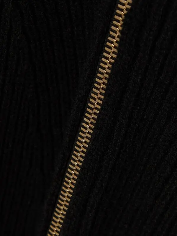 Alaïa Ribbed Wool And Cashmere-blend Peplum Cardigan - Black