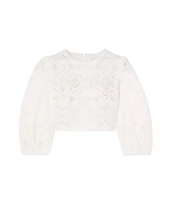Borgo De Nor Alfie Cropped Broderie Anglaise Poplin Top