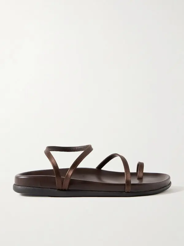 ANCIENT GREEK SANDALS Eleftheria Satin Sandals - Brown