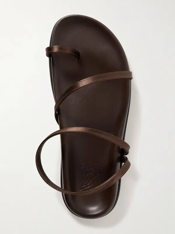 ANCIENT GREEK SANDALS Eleftheria Satin Sandals - Brown