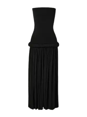 Alaïa Strapless Pleated Midi Dress - Black