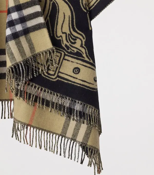 Burberry Wool Reversible Check Ekd Cape - Beige