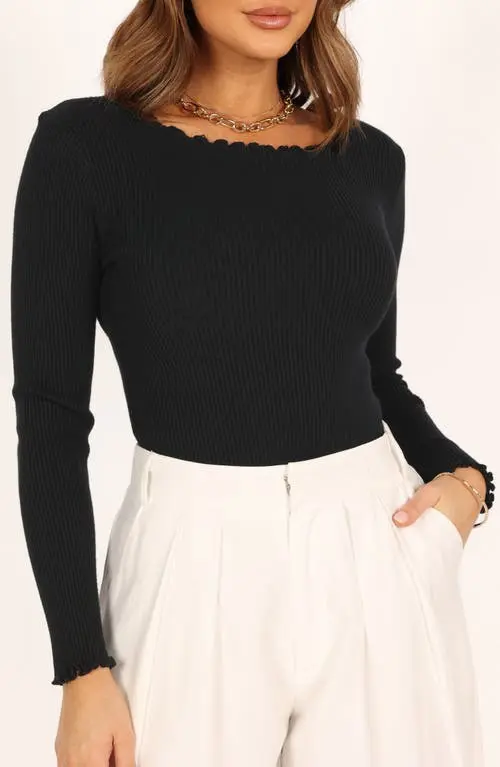 PETAL & PUP Kya Lettuce Edge Rib Sweater - Black