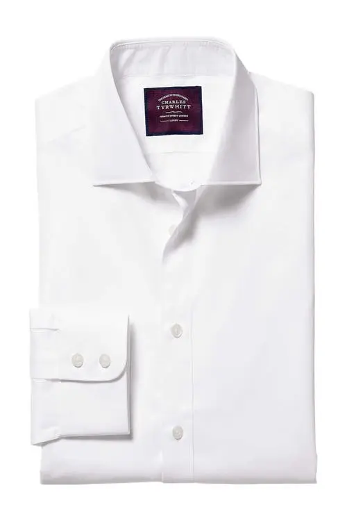 CHARLES TYRWHITT Luxury Twill Slim Fit Shirt Double Cuff