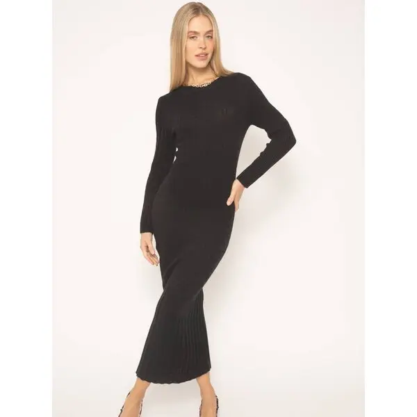 Central Park West Constance Cable Knit Maxi Dress Long Sleeve