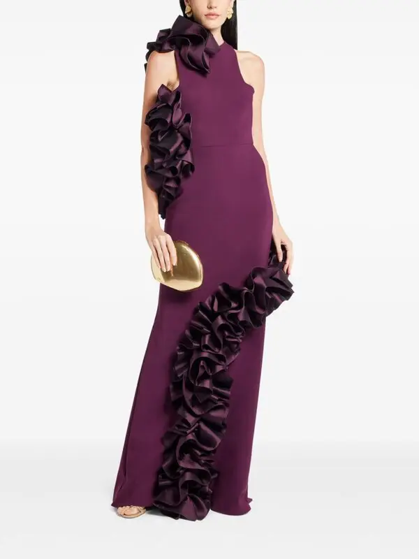 GRETA CONSTANTINE Ruffled-appliqué Gown