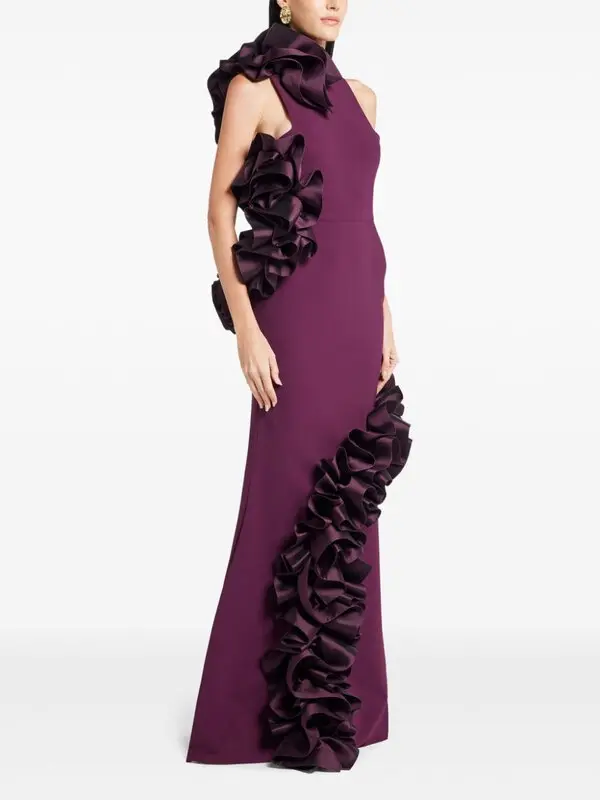 GRETA CONSTANTINE Ruffled-appliqué Gown