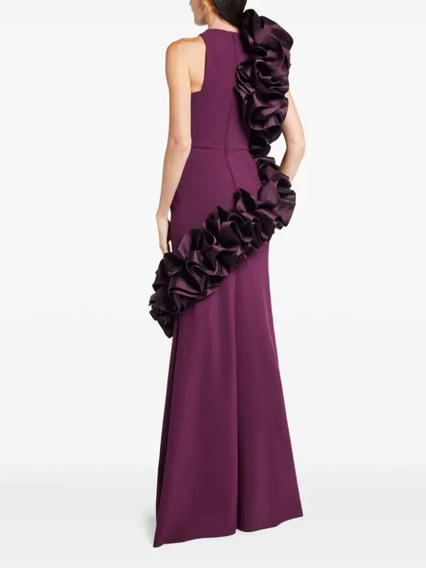 GRETA CONSTANTINE Ruffled-appliqué Gown