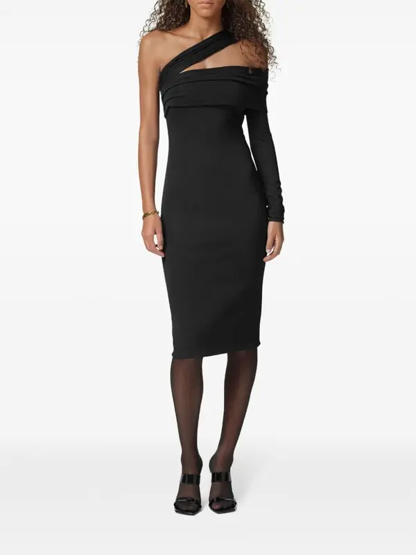 versace sculptural shoulder cut-out dress Versace One-shoulder Midi Dress