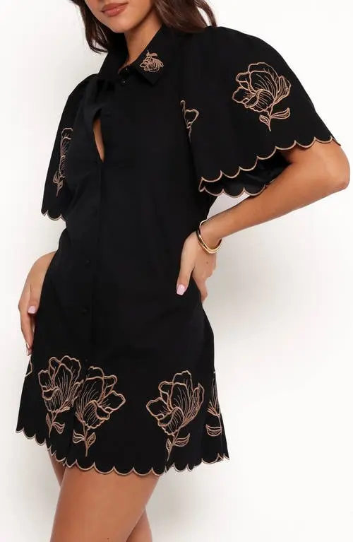 PETAL & PUP Jax Embroidered Floral Mini Shirtdress