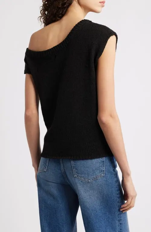 PETAL & PUP Coco One-shoulder Knit Top - Black