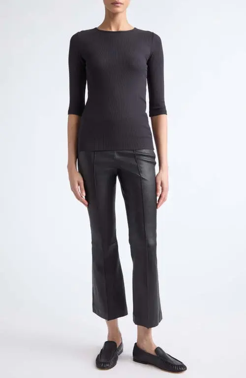Vince Elbow Sleeve Crewneck Top - Black