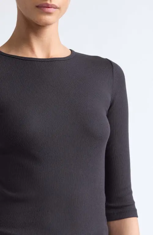 Vince Elbow Sleeve Crewneck Top - Black