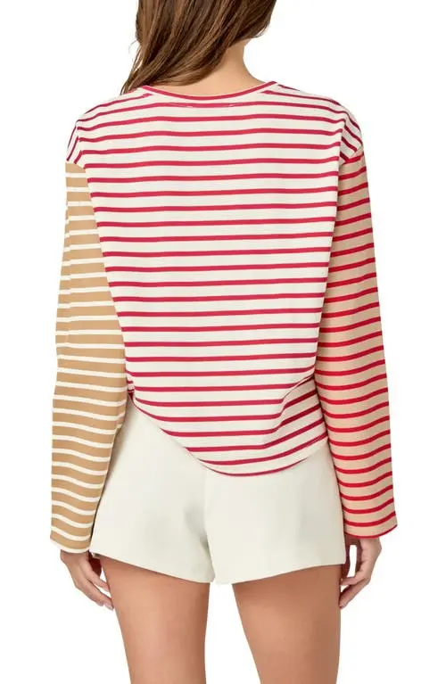 English Factory Colorblock Stripe Long Sleeve Top - Red Multi