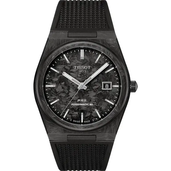 TISSOT Prx Gts Powermatic 80 Strap Watch - Black Carbon
