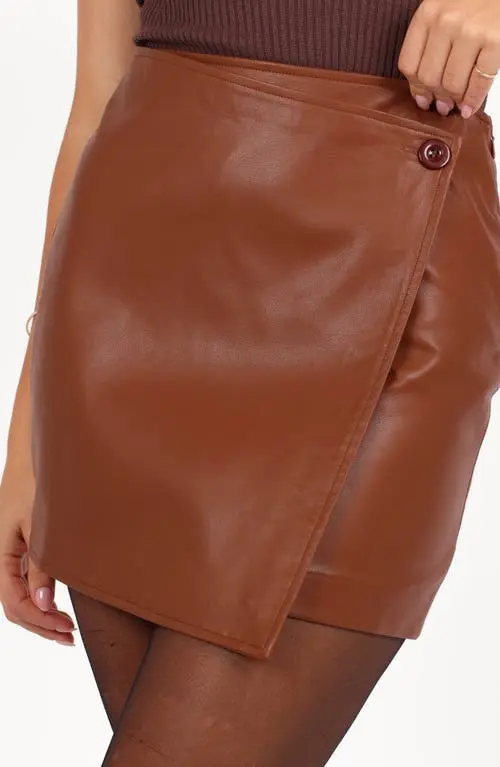 PETAL & PUP Rebecca Faux Leather Wrap Mini Skirt