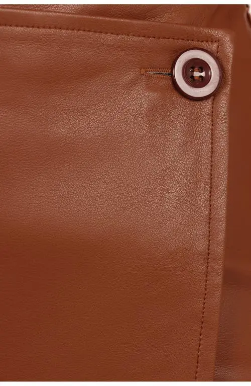 PETAL & PUP Rebecca Faux Leather Wrap Mini Skirt