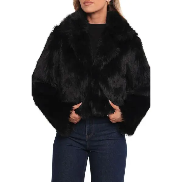 PETAL & PUP Bobbi Faux Fur Jacket - Black