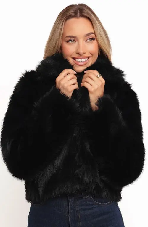 PETAL & PUP Bobbi Faux Fur Jacket - Black