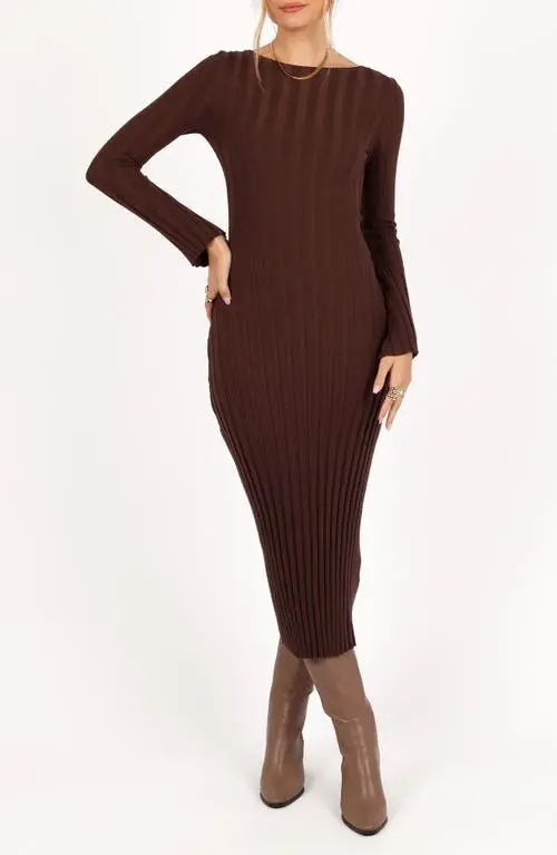 PETAL & PUP Jolene Long Sleeve Rib Maxi Dress