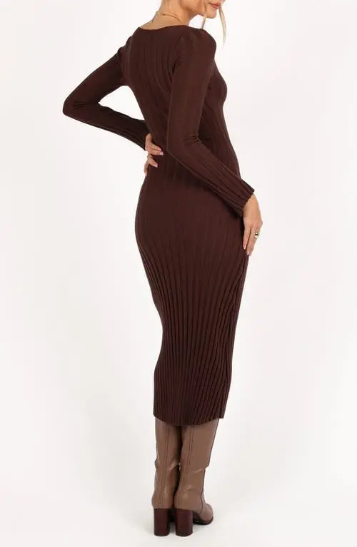PETAL & PUP Jolene Long Sleeve Rib Maxi Dress