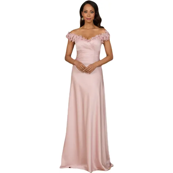 LARA NEW YORK Off Shoulder Satin Gown - Blush